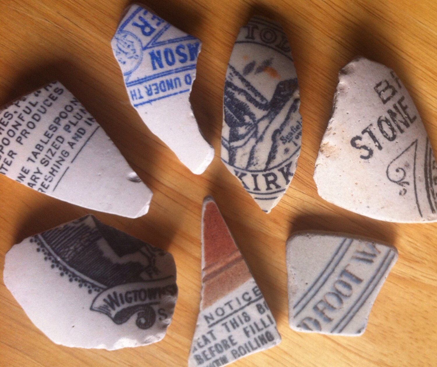 Sea pottery shards with writing – antique , interesting – beach glass ...