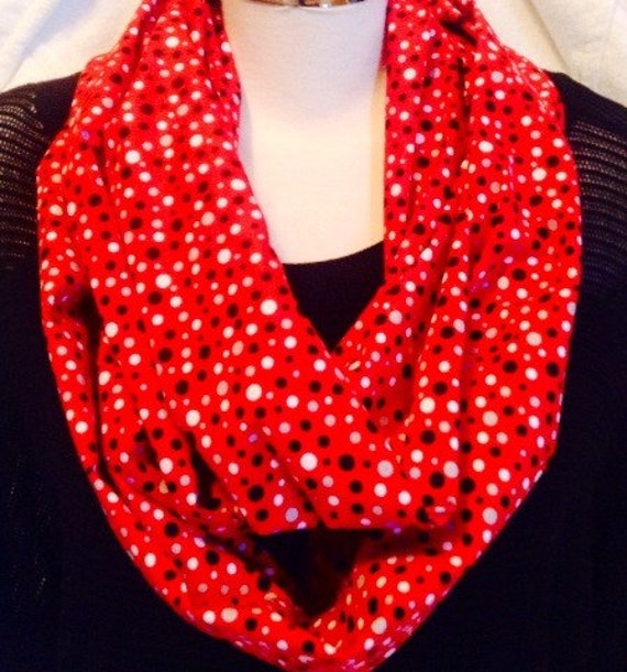 Red Polka Dot Infinity Scarf Infinity Scarf By Splendidfindings