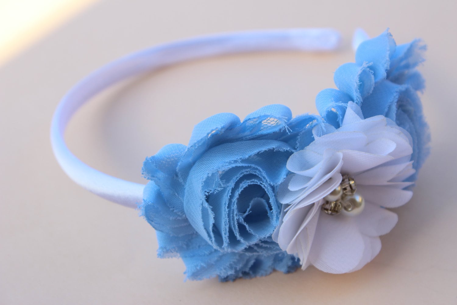 Light blue headband flower girl headband plastic toddler