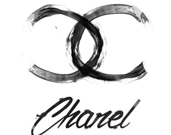 Black Chanel logo 8.5/11"- Art Print Fashion Illustration