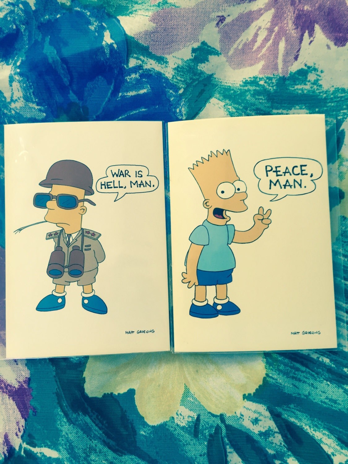 Set of two Bart Simpson Postcards 1990 Matt Groening