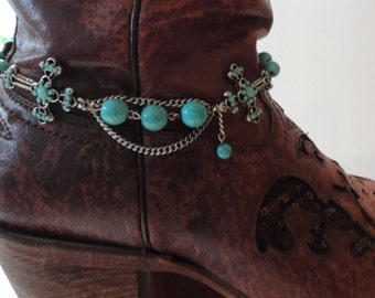 Jewelry for your boot. Boot bling. Anklet boot jewelry with turquoise ...