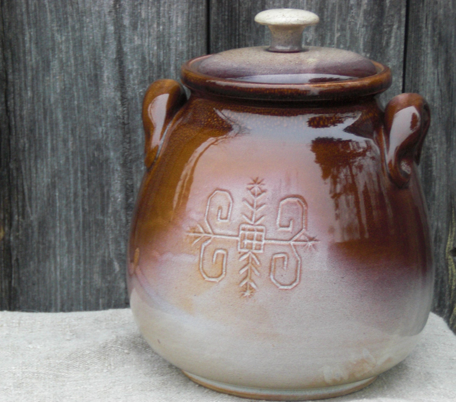 Pottery ceramic pot large rustic stoneware brown glazed
