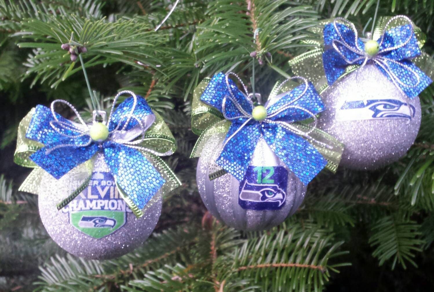 Seattle Seahawks Christmas Ornaments: Set of by CrazyCackleberries