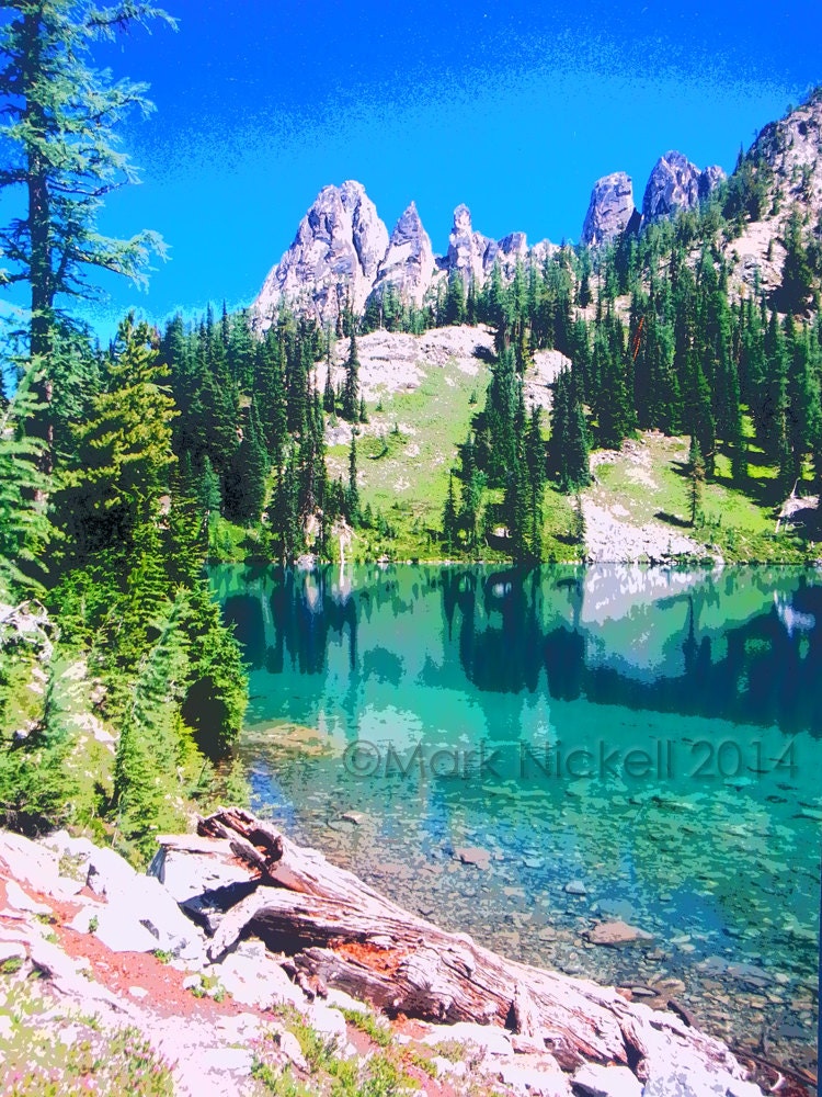 Washington State USA Photo Blue Lake & Early Winters Spires