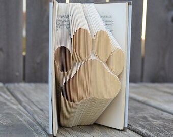 Book fold paw print | Etsy