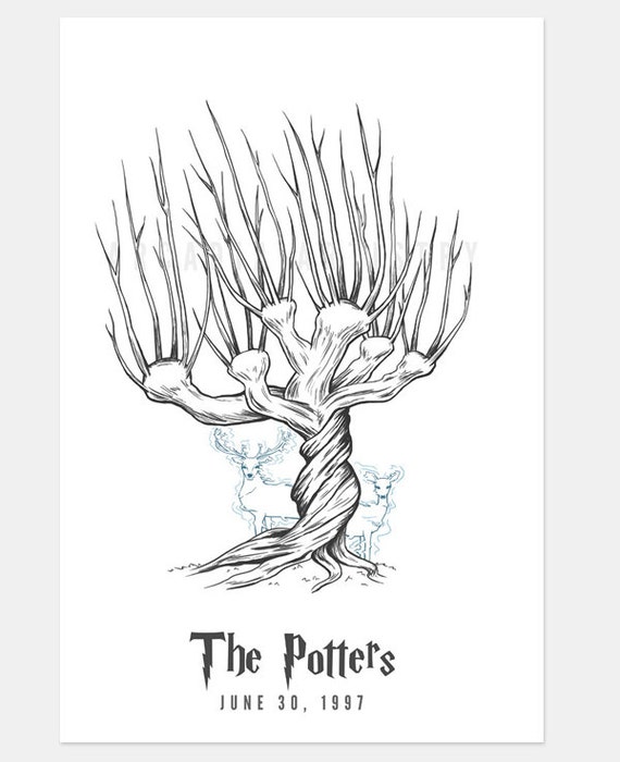 Whomping Willow Harry Potter Custom Thumbprint Fingerprint Tree Guest ...