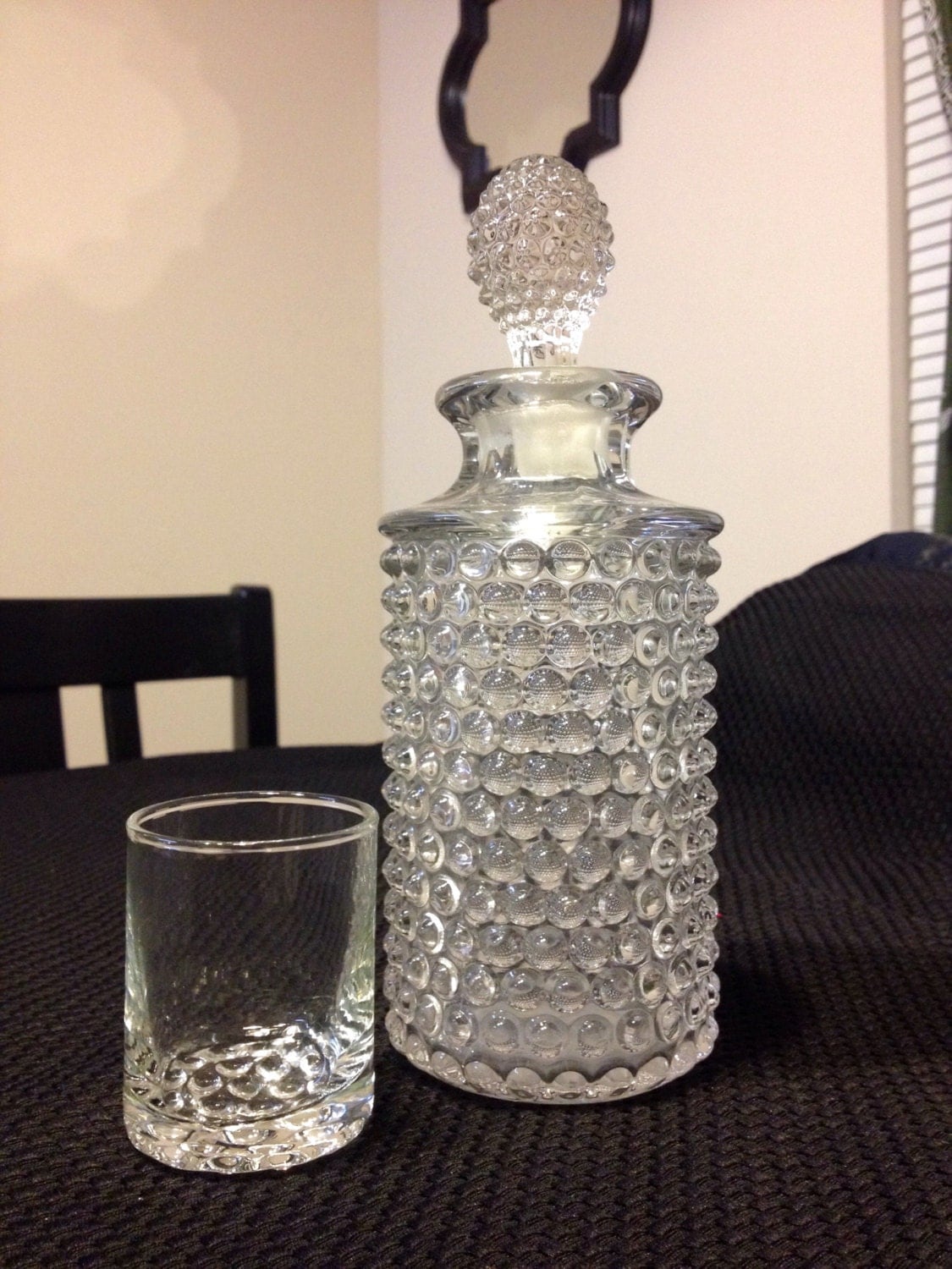 Vintage Crystal Bumpy Textured Decanter With Stopper and one shot glass ...