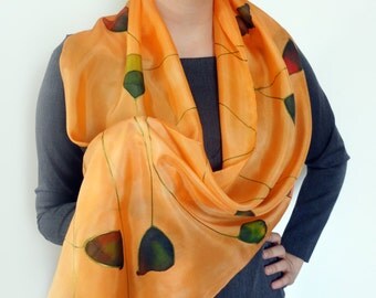 Popular items for orange silk scarf on Etsy