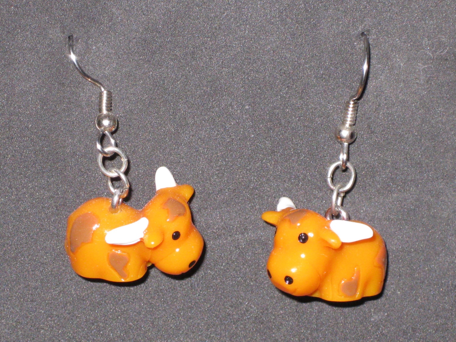 Cow and Longhorn Cattle Earrings White and Black Cows