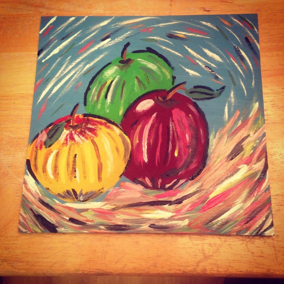 Items similar to Abstract Apples: Acrylic Painting on Etsy