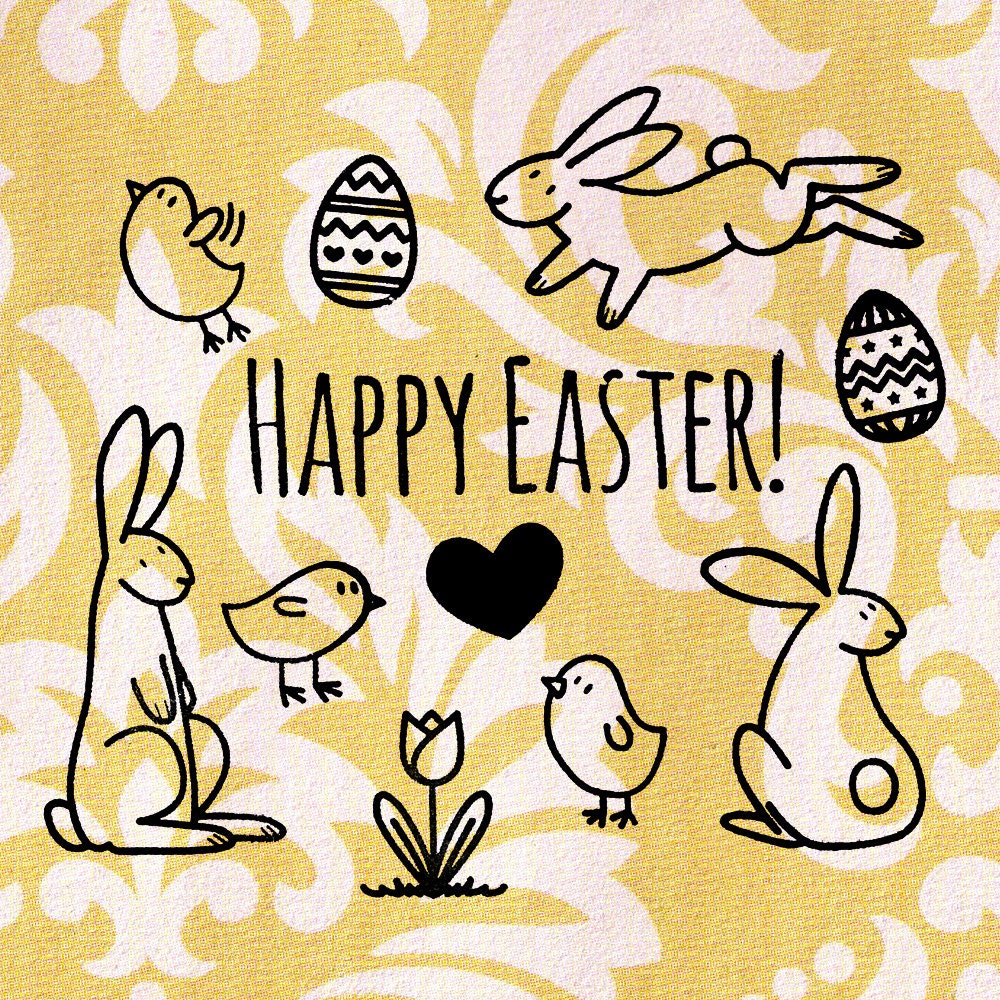 Easter Stamp Kit: 11 Wood Mounted Rubber Stamps