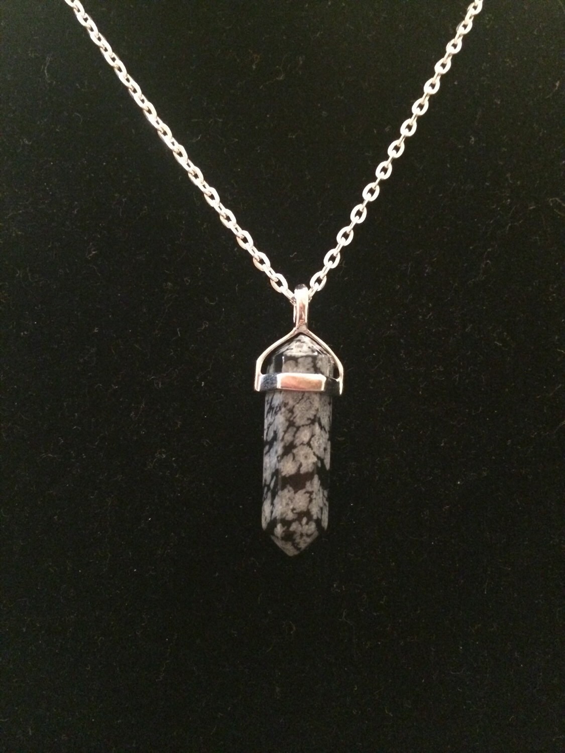 Snowflake Obsidian Necklace Snowflake Obsidian Pendant