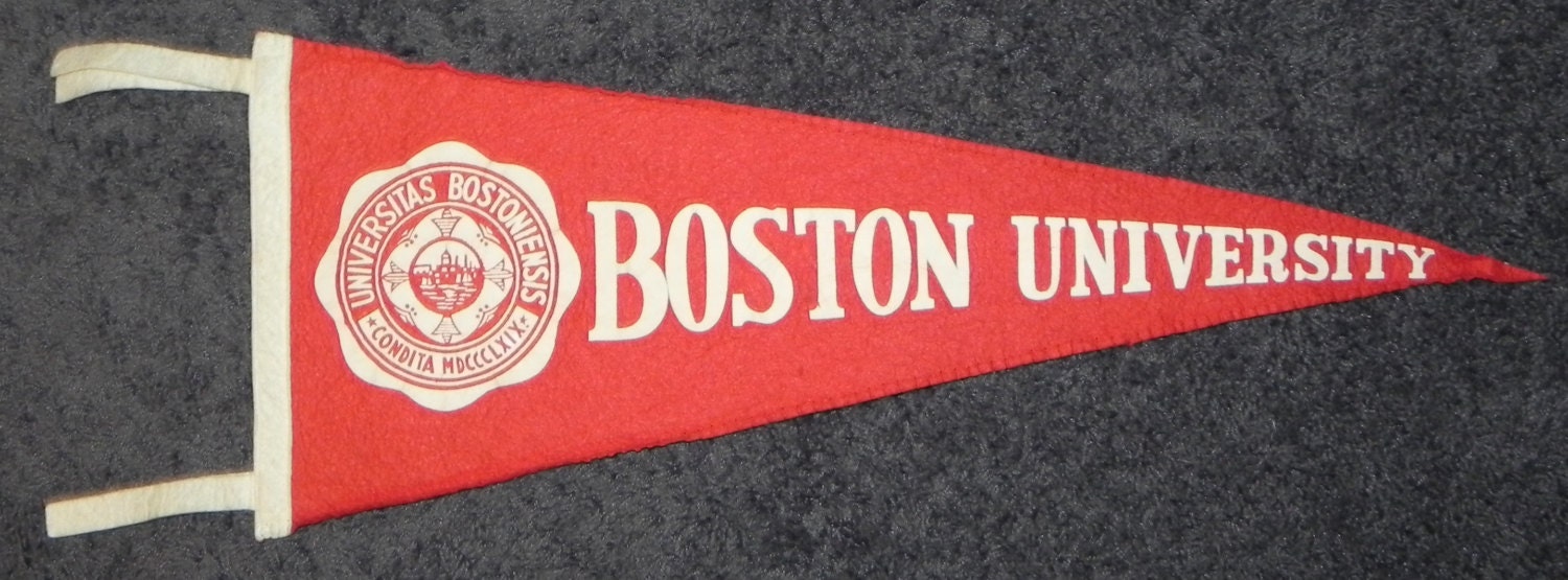 Vintage 1940's Boston University Felt Pennant Antique