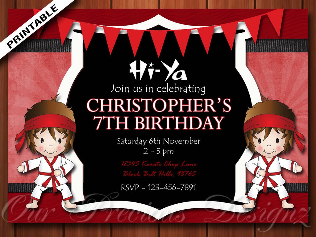 Karate Judo Ninja Birthday Invitation: Printable Custom