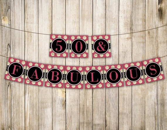 Pink Glitter 50 And Fabulous Birthday Banner Woman Fifty