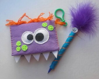 Monster Pencil Topper set of Four Felt Pencil by CurlyTailCrafts