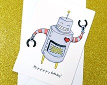 Unique robot greetings card related items | Etsy