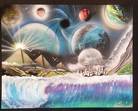 spray paint art WAVE PYRAMIDS PORTALS spraypaint spray art can