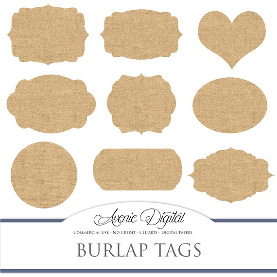 Digital Burlap tags. Scrapbooking printables fabric linen