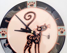 Unique cat wall clock related items | Etsy