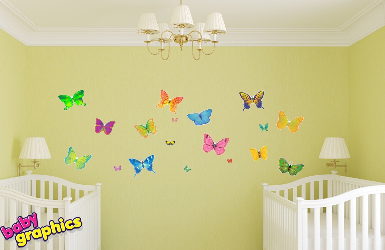 Baby Gear Galore: Large Butterflies (8 in) removable wall stickers ...