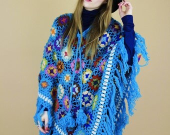 Items similar to brown light brown ecru wool crochet poncho shawl on Etsy