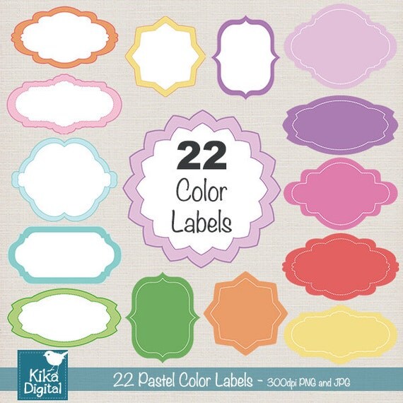 Pastel Labels 22 Color Frames Digital Clipart Scrapbooking