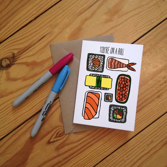 You're on a Roll Illustrated Greetings Card