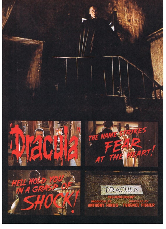 DRACULA 1970s Vintage Vampire Movie Poster Print