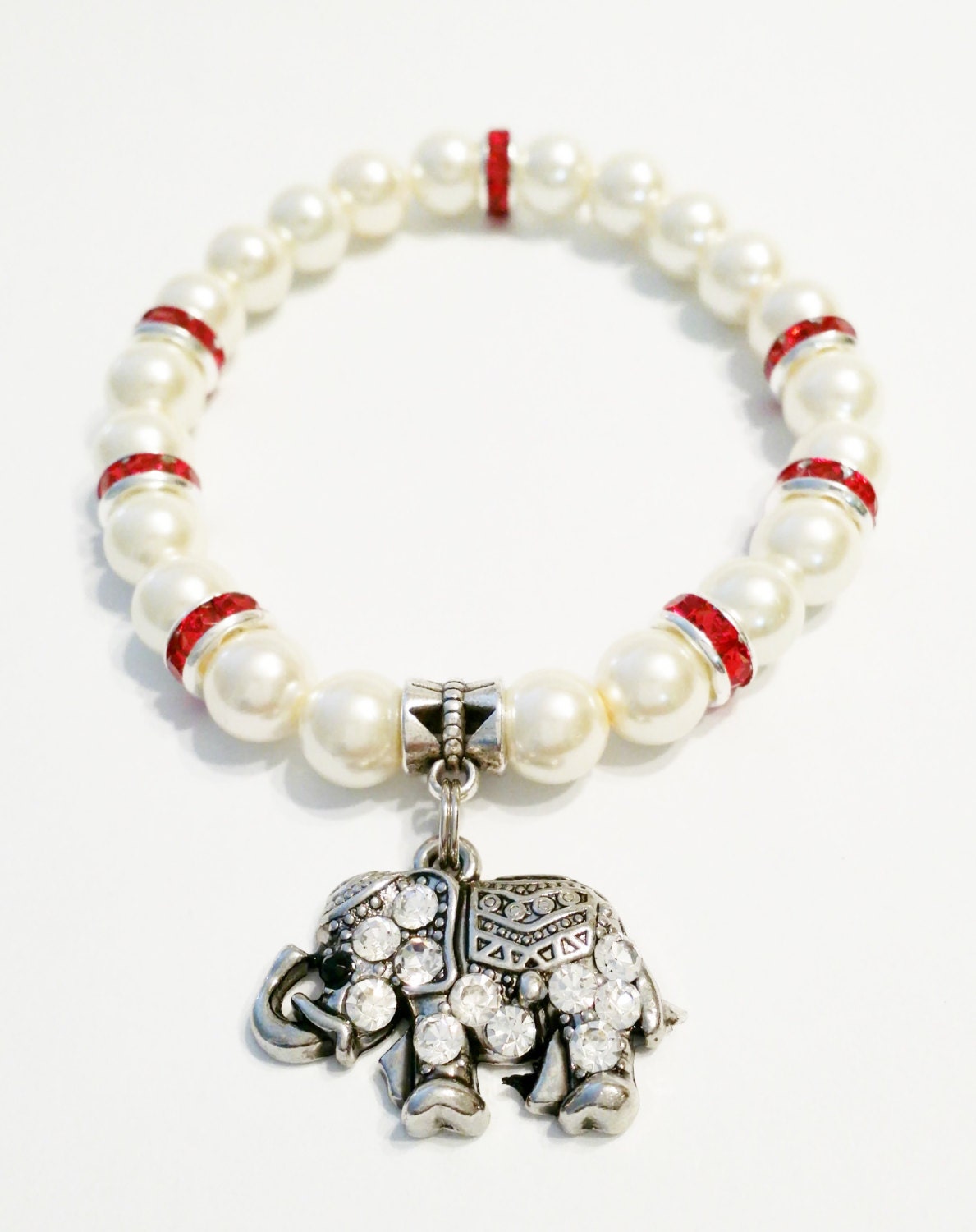 Elephant Bracelet Rhinestone Elephant Bracelet Ivory Pearl