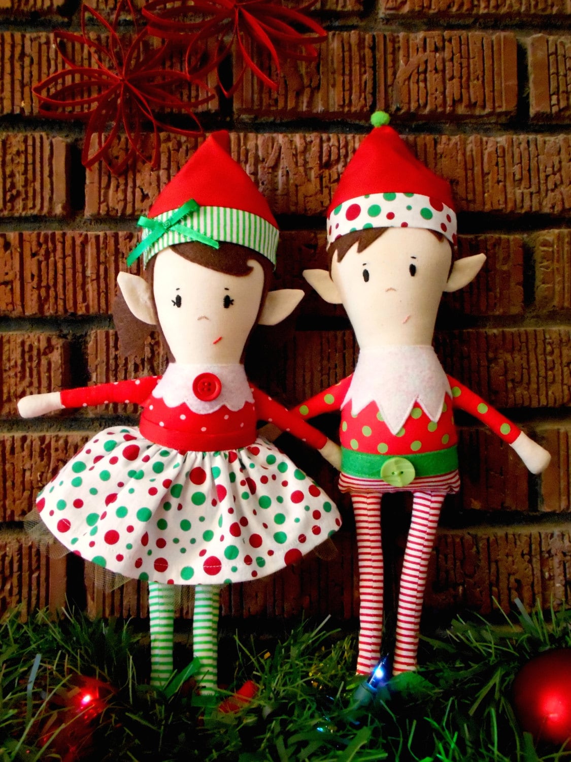 Doll Pattern Christmas Elf Girl and Boy Dolls PDF Sewing
