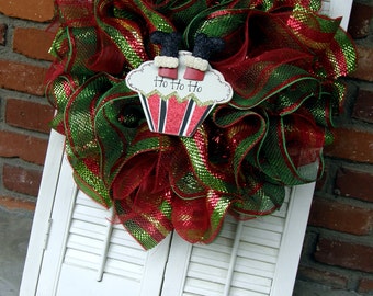 Burlap Christmas Wreath Stocking Wreath by Underthekentuckysun