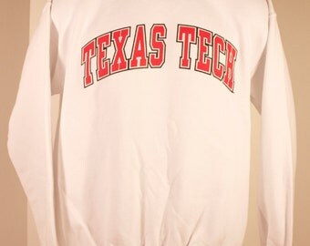 Vintage 90's Texas Tech University White Crewneck Sweater Size Medium