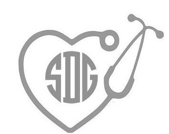 Items similar to Nurse Heart Stethoscope Monogram Decal on Etsy