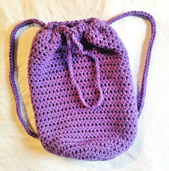 Items similar to Crochet Drawstring Bag- Boho Drawstring Bucket Bag ...