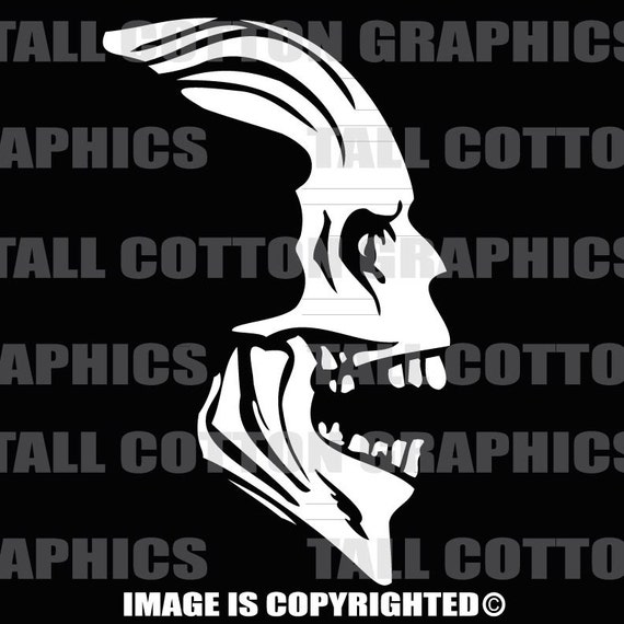 Evil Skull Profile Vinyl Decal SKL009