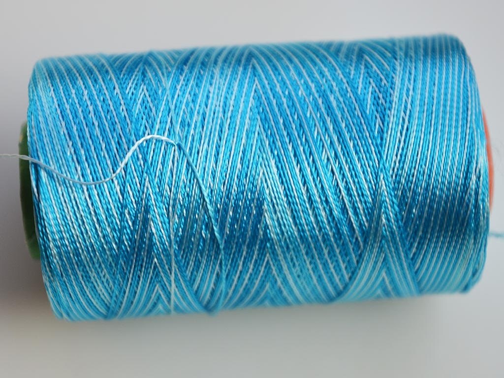 Turquoise Blue / White Silk Thread Spool Art Silk Thread