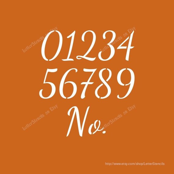 50's CURSIVE SCRIPT Number Stencils 0 to 9 Number Set.