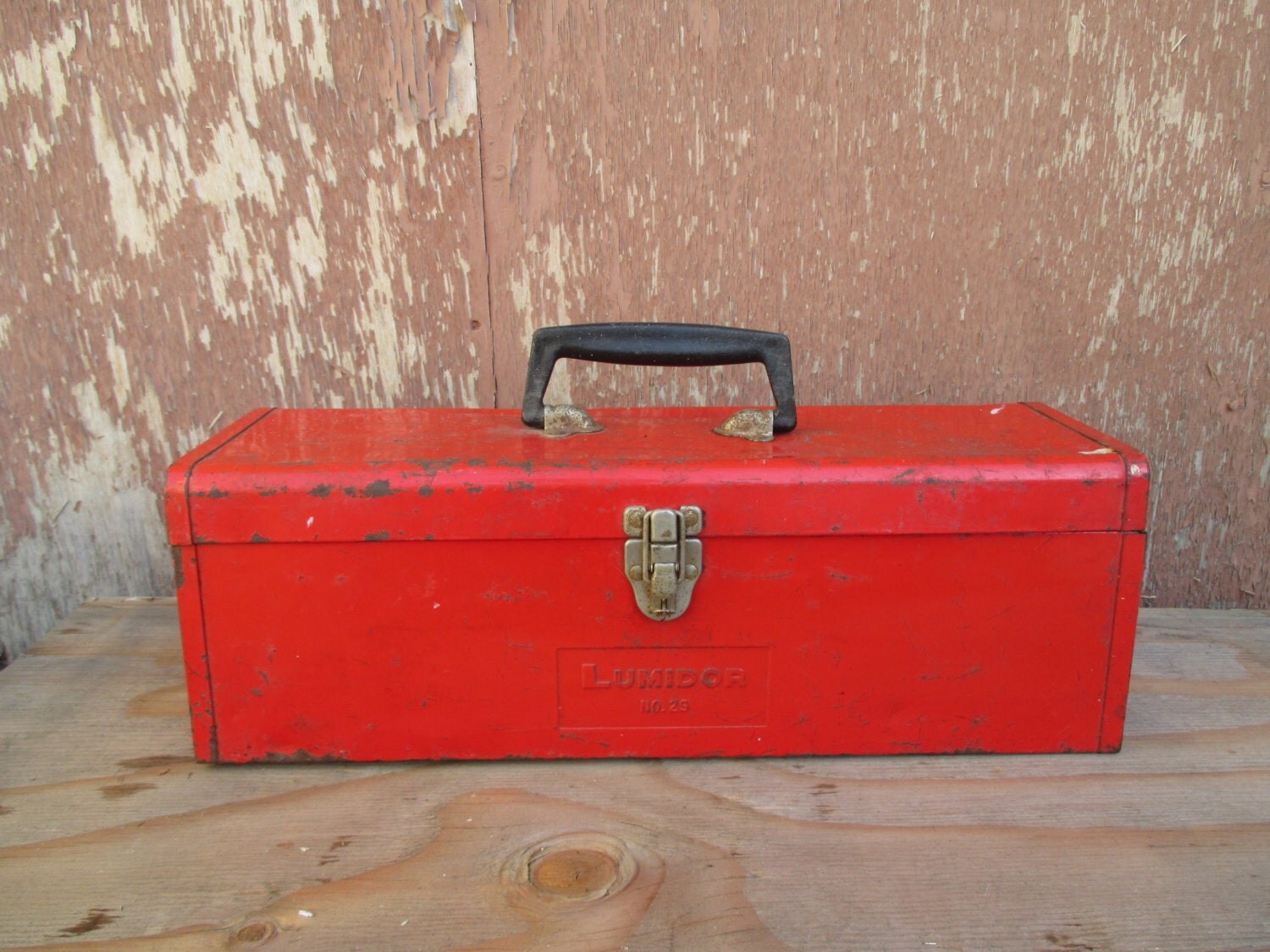 Vintage Red Tool Box – Vintage Metal Box – Storage Box – Long ...