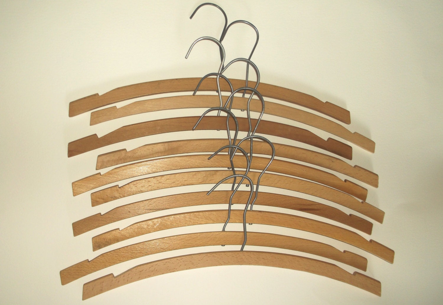 10 Vintage Plain & Simple Wooden Clothes Hangers w/ strap notches ...