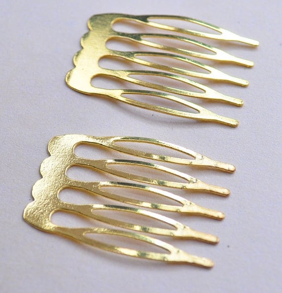 Gold Plated Metal Comb 50pcs Metal Hair Combs 5 teeth