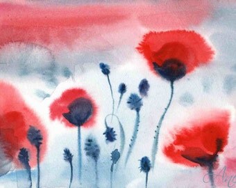 Poppy painting | Etsy