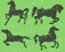 Horse Silhouettes SVG Cutting File Template - Clip Art for Commercial ...
