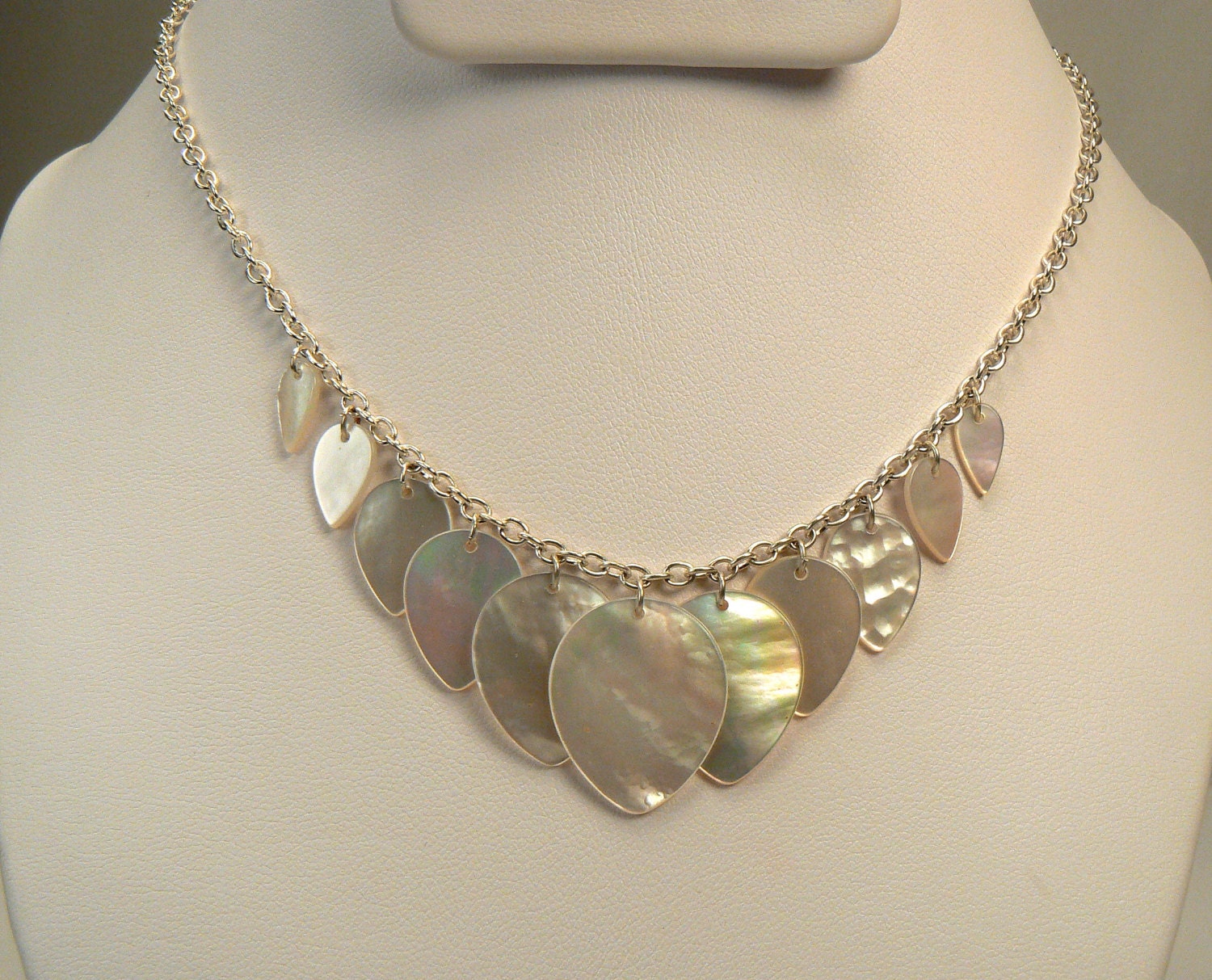 Mother Of Pearl Shell Drop Necklace Silver Shell Necklace