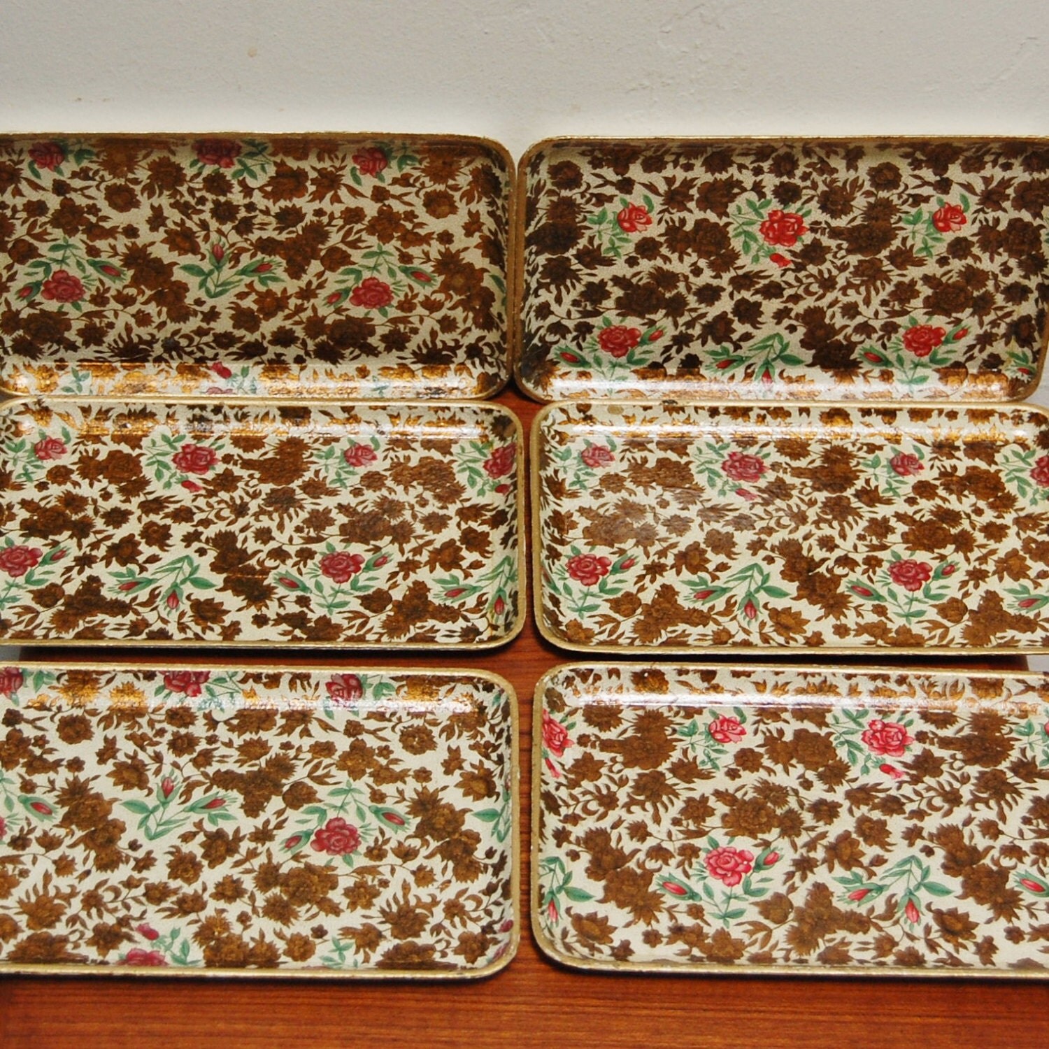 Vintage 1950s Lot of 6 Flower Motif Paper Mache Trays Japan – Haute Juice