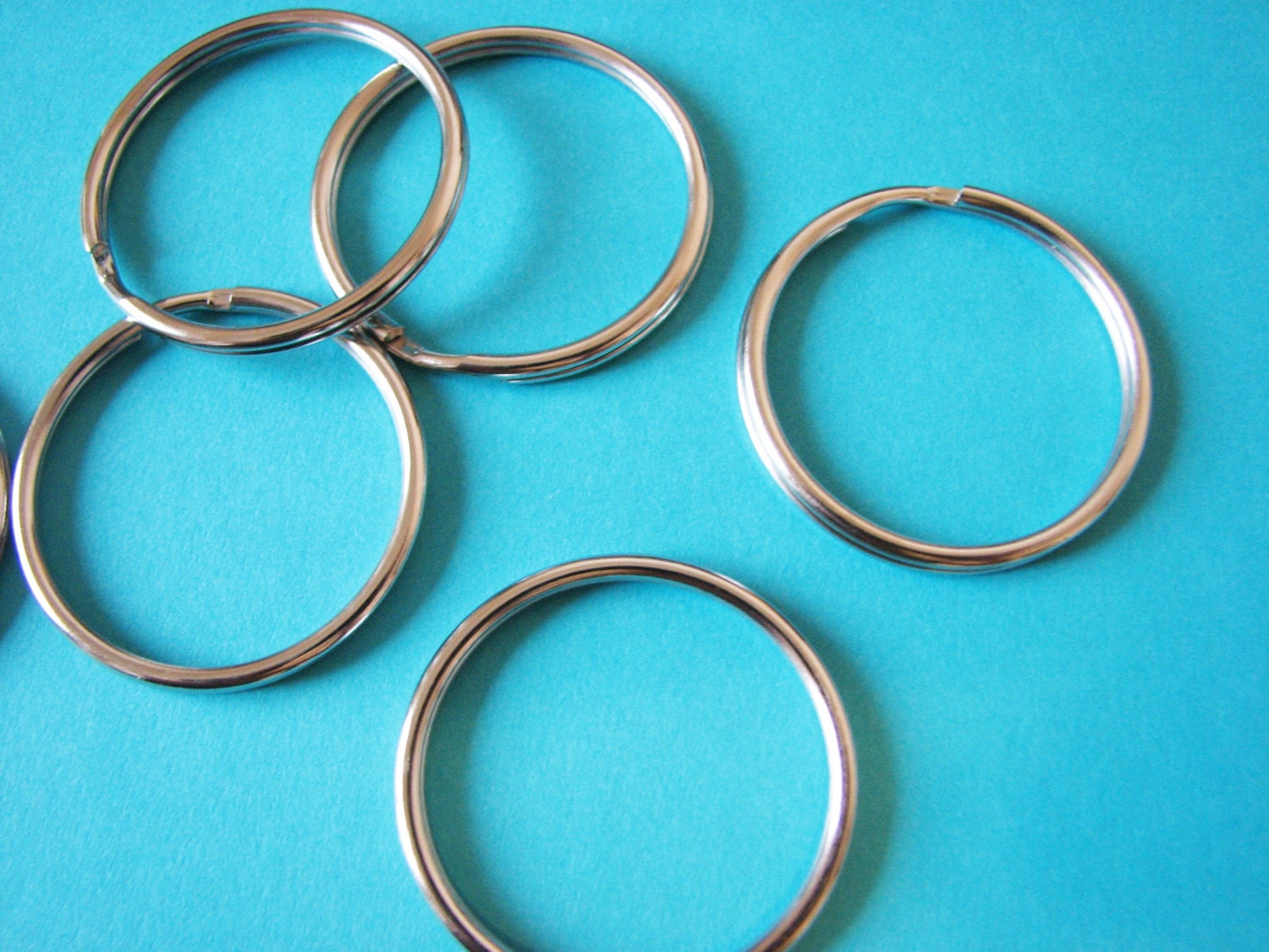 50 Split Key Rings Chains Iron Platinum 35mm Silver Colored