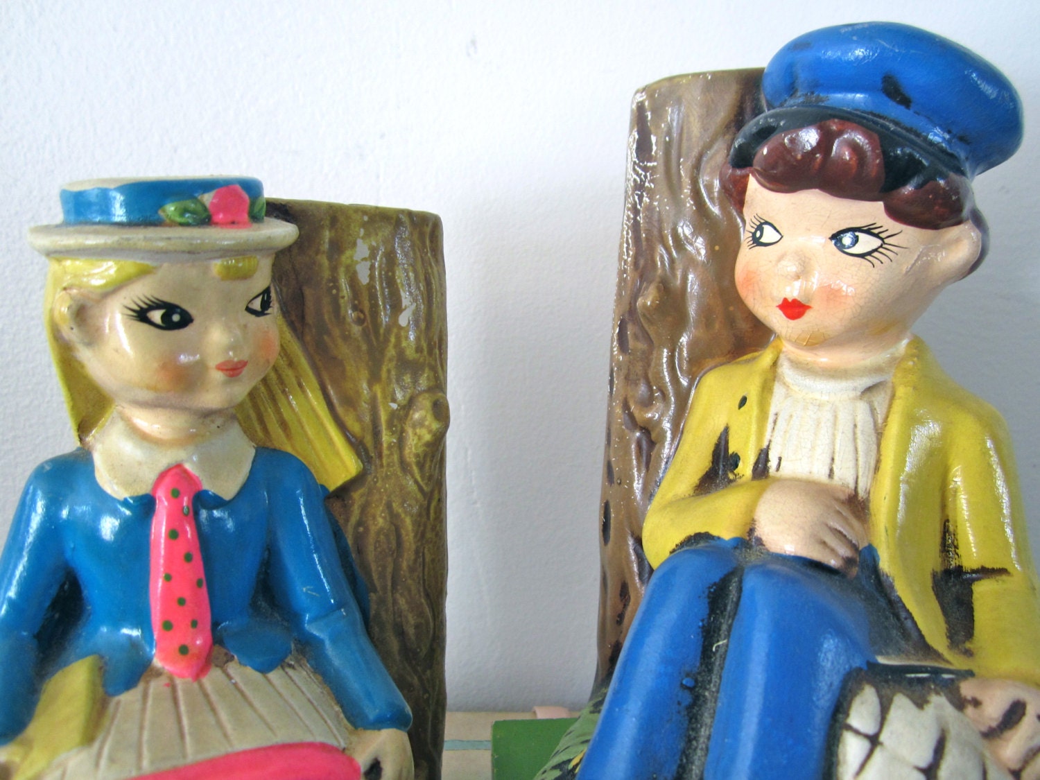 Bookends Boy & Girl Figurine Shabby Chic Book Ends Cast Paperweight ...