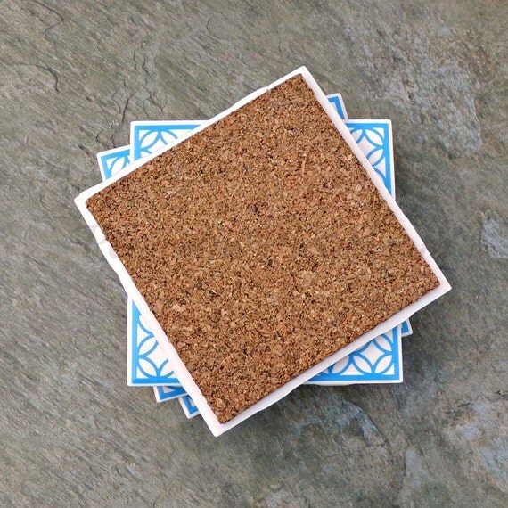 Personalized Ceramic Tile Coasters Geometric by PenguinsPieces