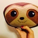 Sloth Face Pillow with heart Eyes Brown Plush by GypsyGarden
